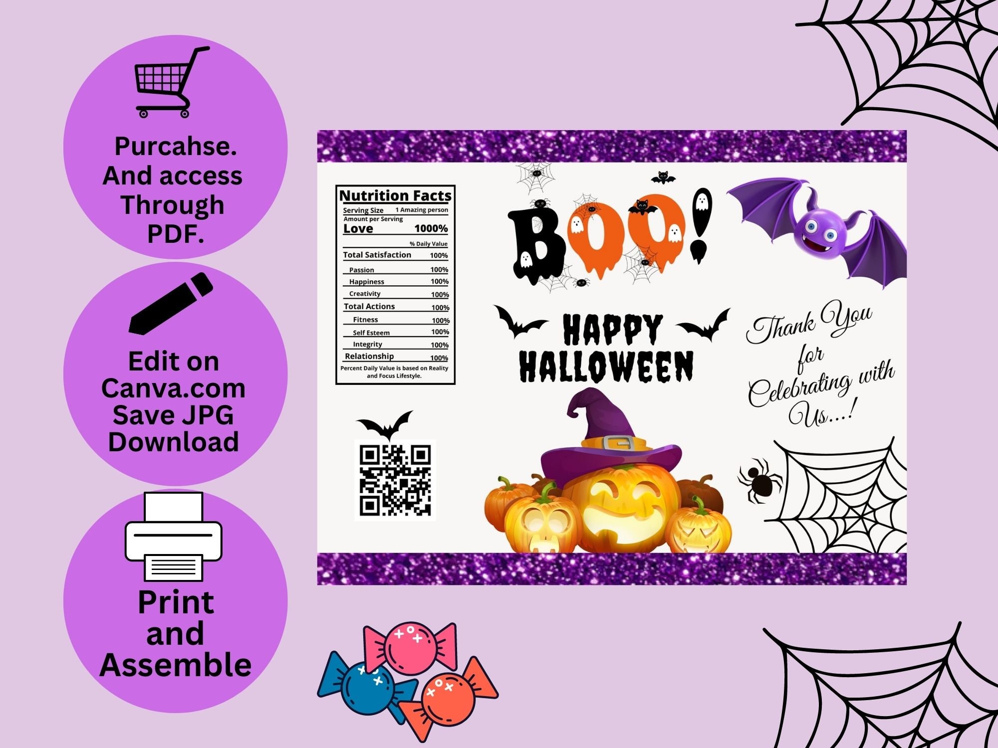 EDITABLE Bundle of 3 Halloween Chip Bag Wrapper Template, Cute Little ...