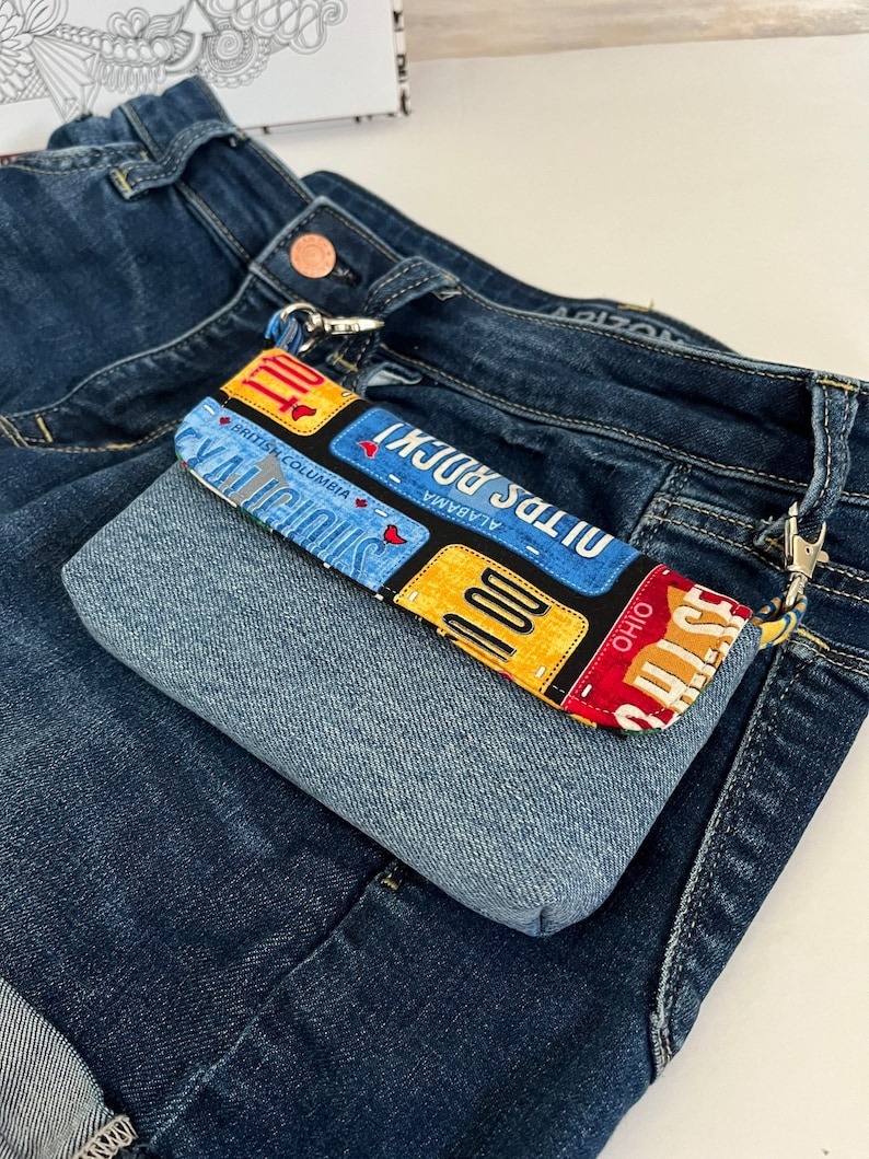 Quilty License Plates Print With Denim, Hipster Crossbody Convertible ...