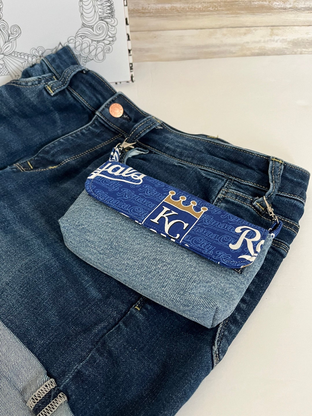 Dark Blue KC Royals Print With Denim, Hipster Crossbody Convertible ...