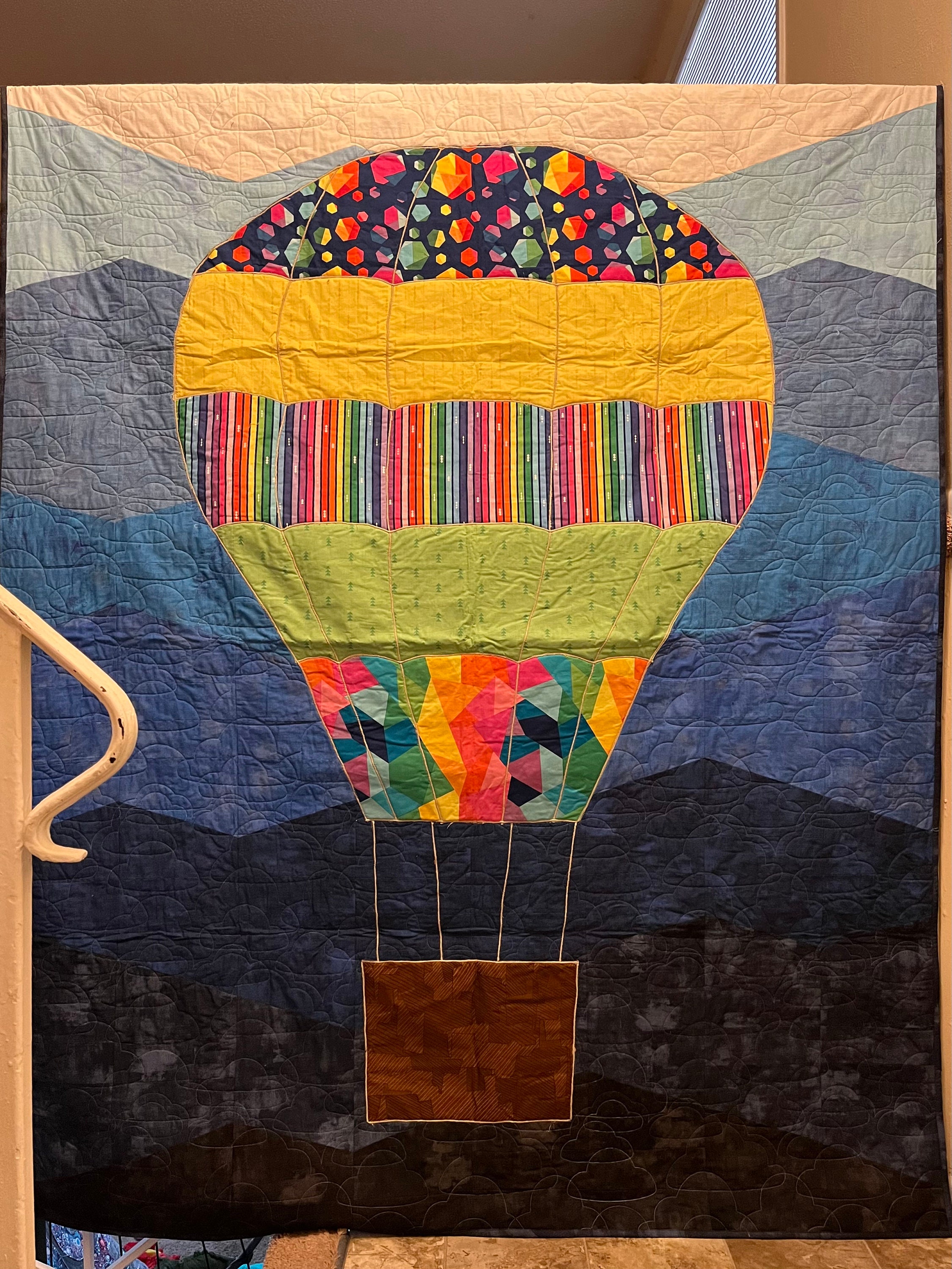 Hot Air Balloon Quilt, Appliqué Quilt, Scenic Quilt Art, Textile Art ...