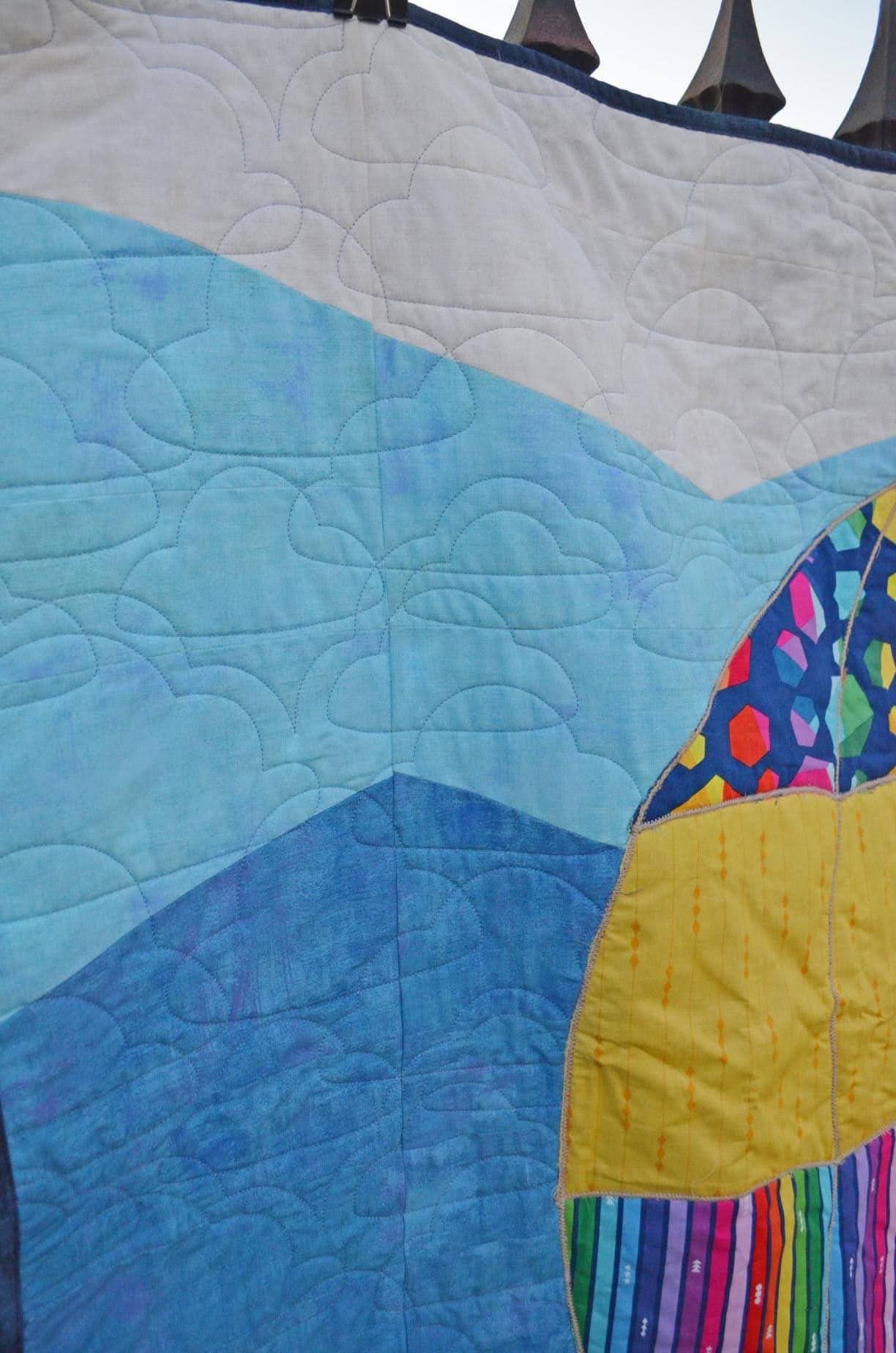 Hot Air Balloon Quilt, Appliqué Quilt, Scenic Quilt Art, Textile Art ...