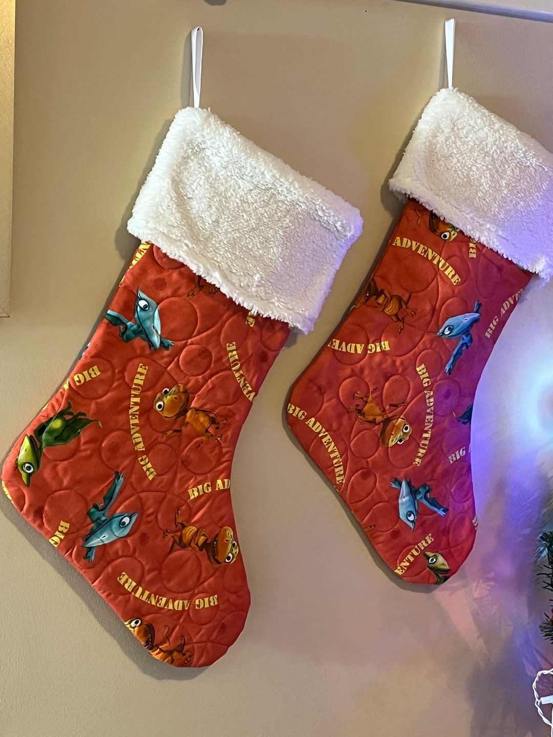 One Large Quilted Stockings in Dinosaur Train Print With White Minky ...