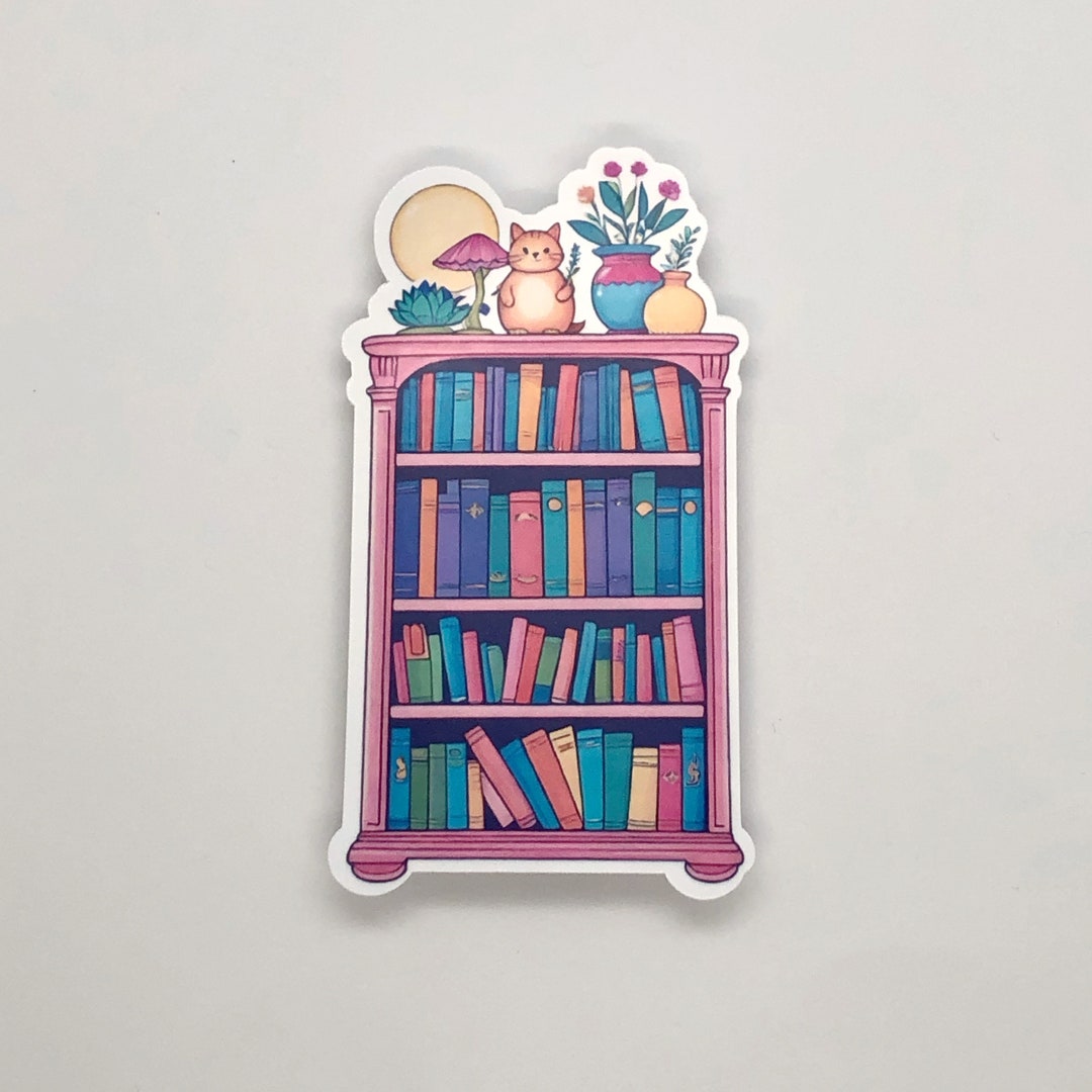 Bookcase Waterproof Vinyl Sticker for Computer Laptop YETI Hydroflask ...