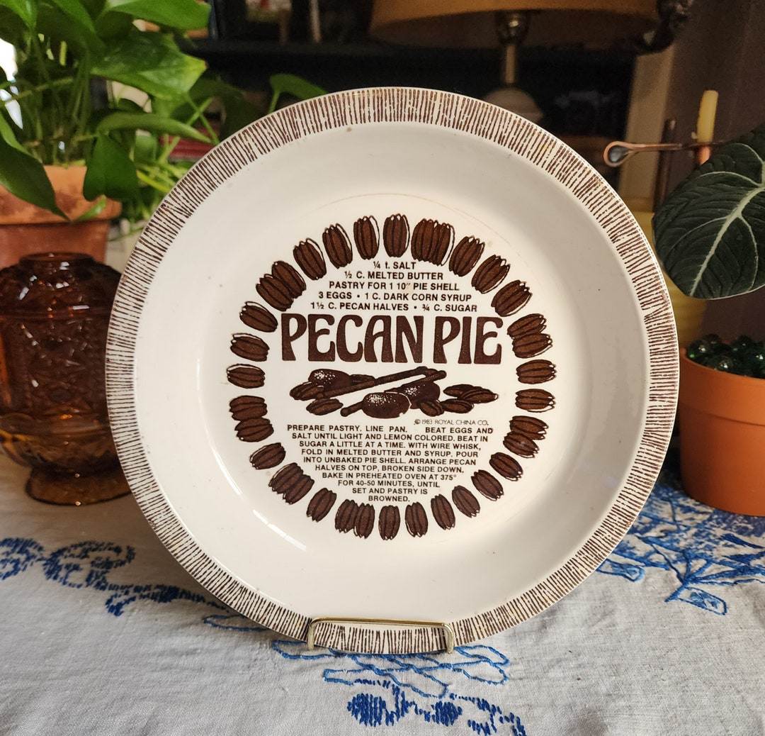 1980s Royal China Pecan Pie Plate 11" Ceramic Pie Plate 1983 Recipe Pie ...