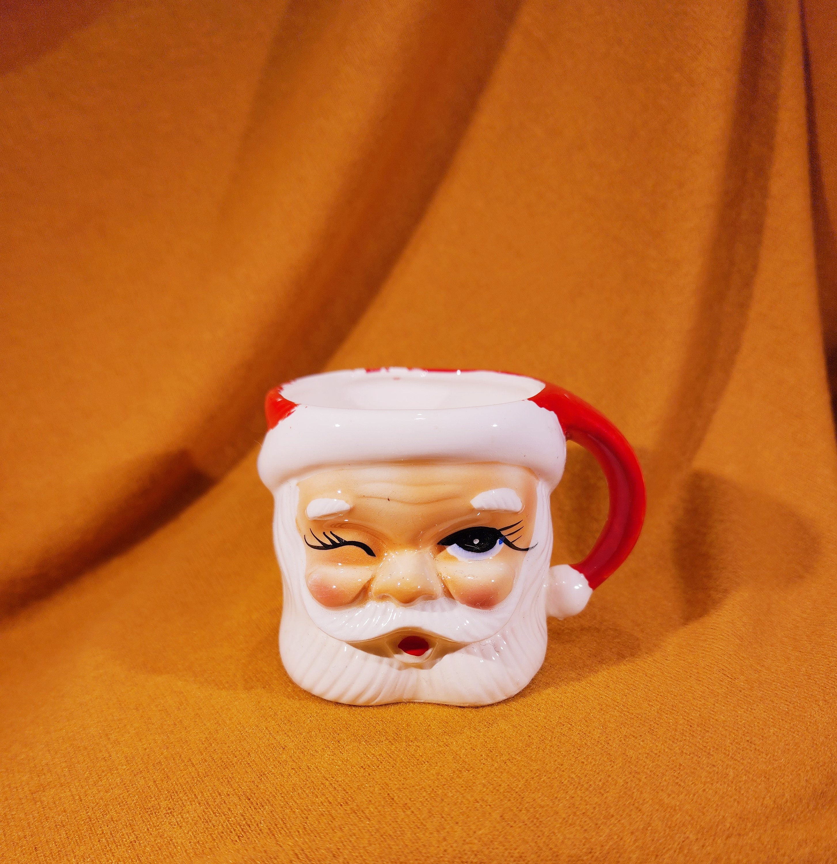 Vintage Ty-nee 1960s Winking Santa Mug Ceramic Mug 2.75 Retro Santa Mug ...