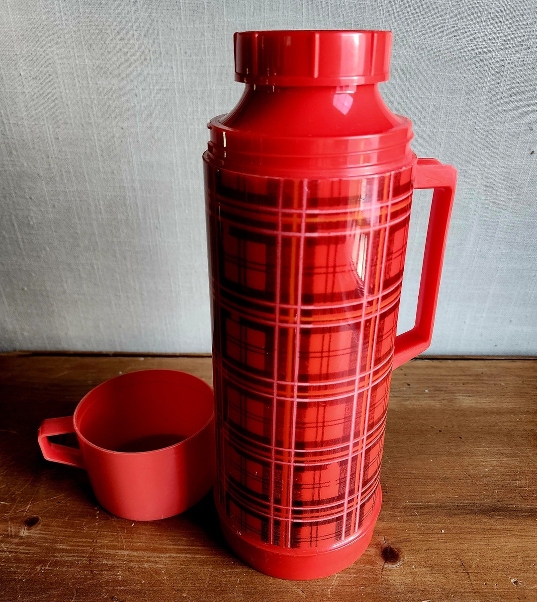 Aladdin Red Plaid Thermos Vintage Red Thermos Red Plaid Farmhouse Decor ...