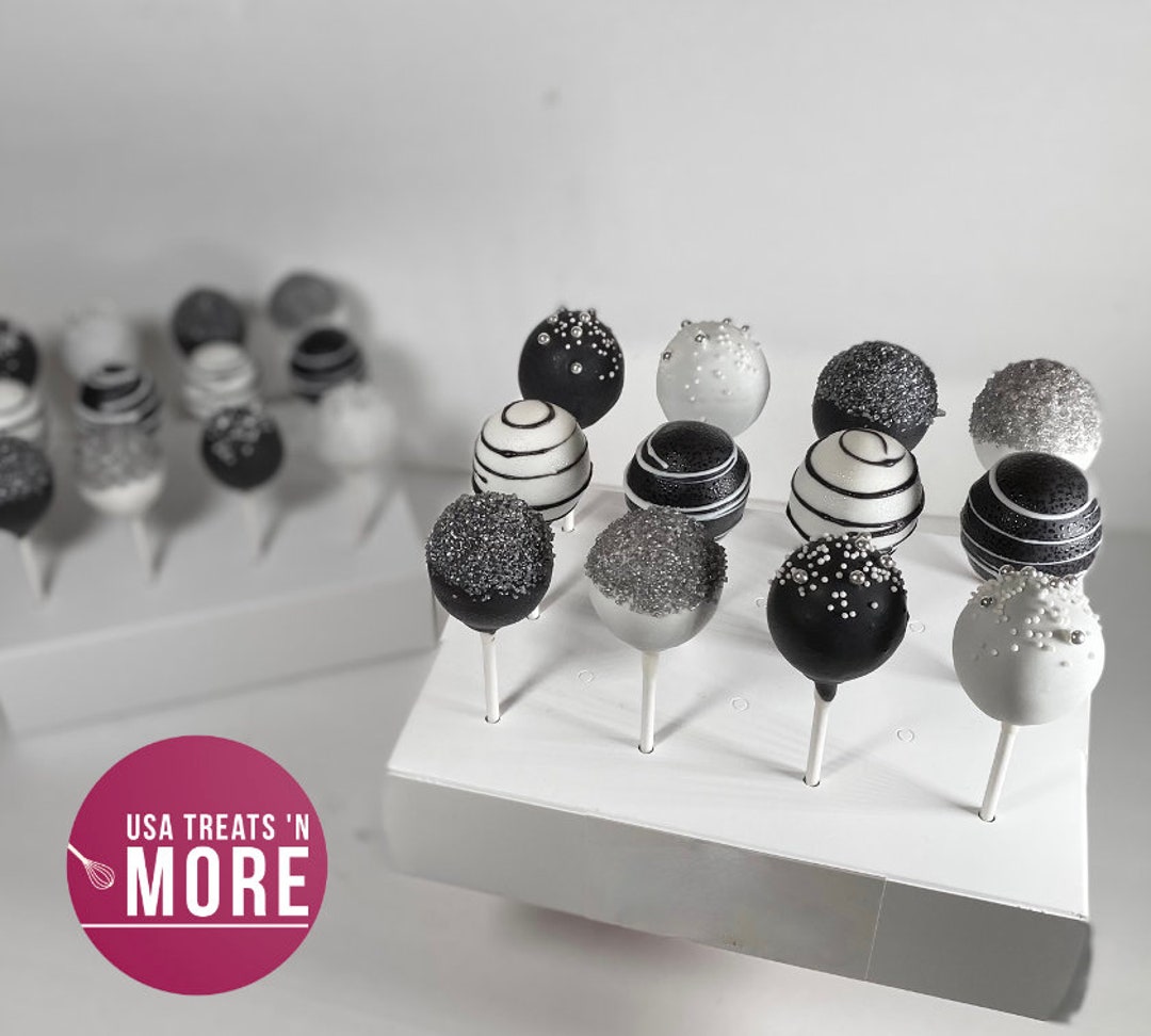 Black, Silver & White Cake Pops Anniversary Cake Pops Wedding Cake Pops ...