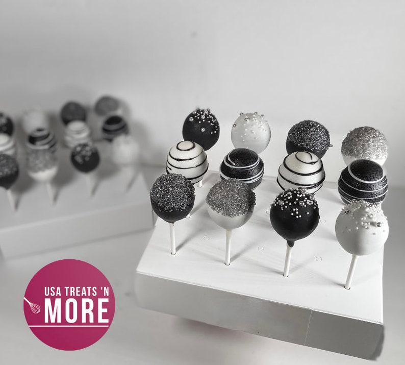 Black, Silver & White Cake Pops Anniversary Cake Pops Wedding Cake Pops ...