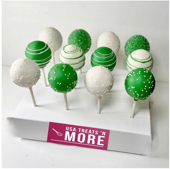 Green & White Cake Pops St. Patrick's Day Cake Pops Birthday Gift Cake ...