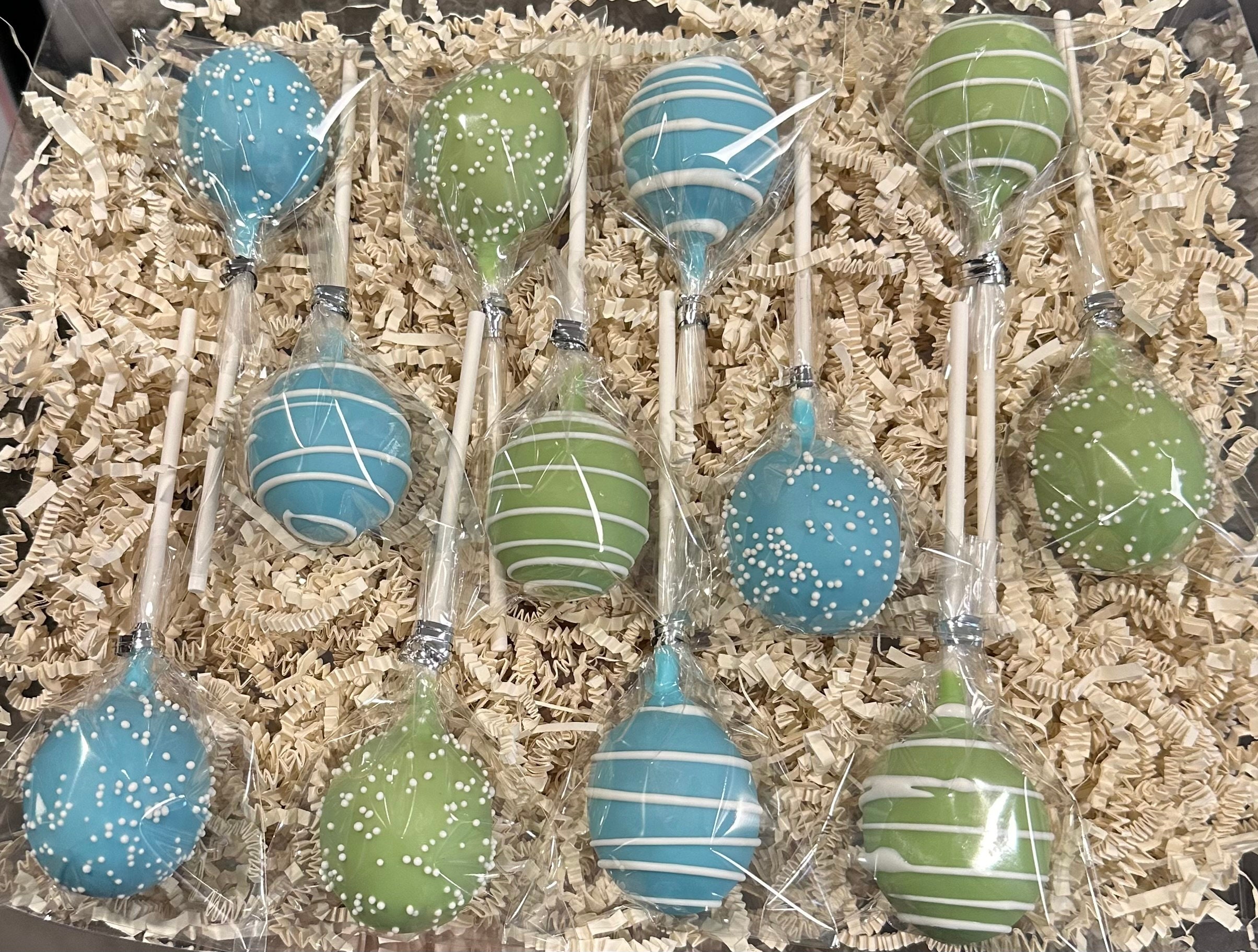 Blue & Green Cake Pops Baby Shower Cake Pops Birthday Gift Cake Pops ...