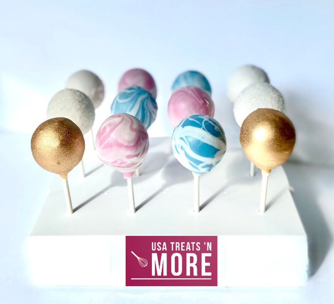 Pink, Blue and Gold Marble Cake Pops Baby Shower Cake Pops Birthday ...