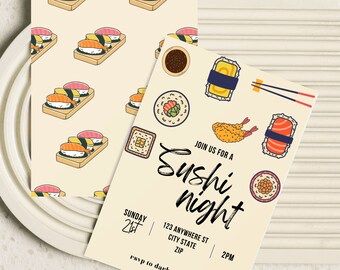 Sushi Night Invitation - Etsy