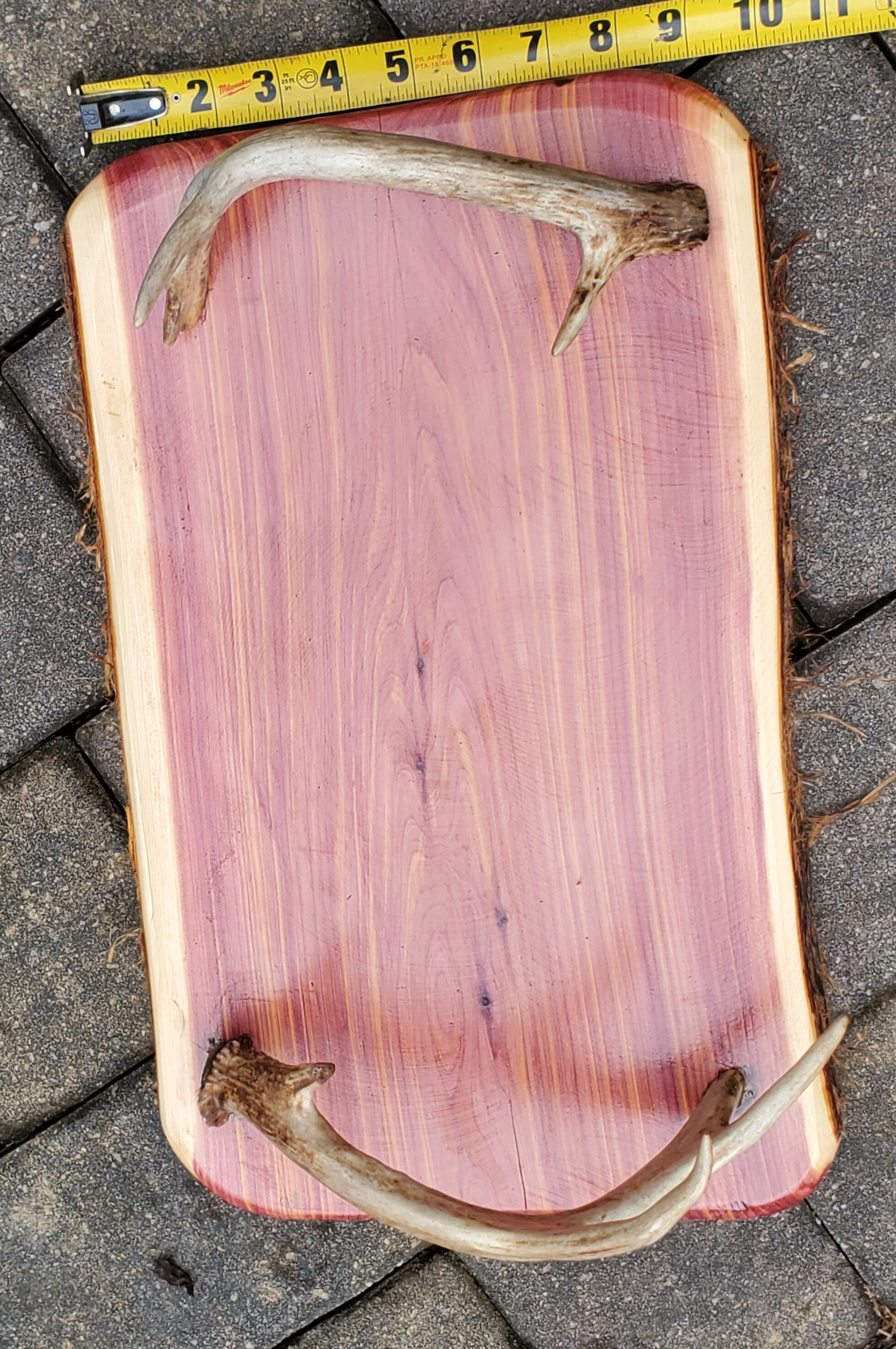Hand-made Live-edge Cedar and Antler Serving Tray Platter Decorative ...