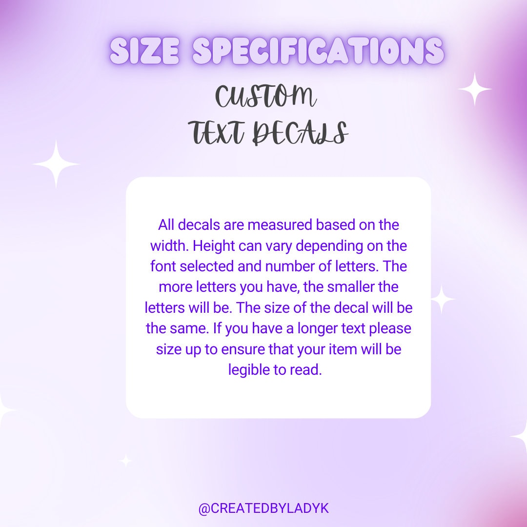 Custom Decals - Choose Your Font, Color, Size - Custom Vinyl Text ...