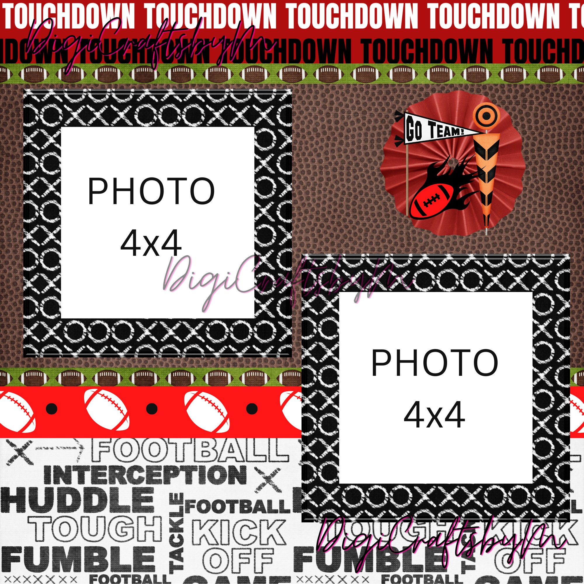 Black&red Football Digital Download Scrapbook Pages **DIGITAL ITEM** - Etsy