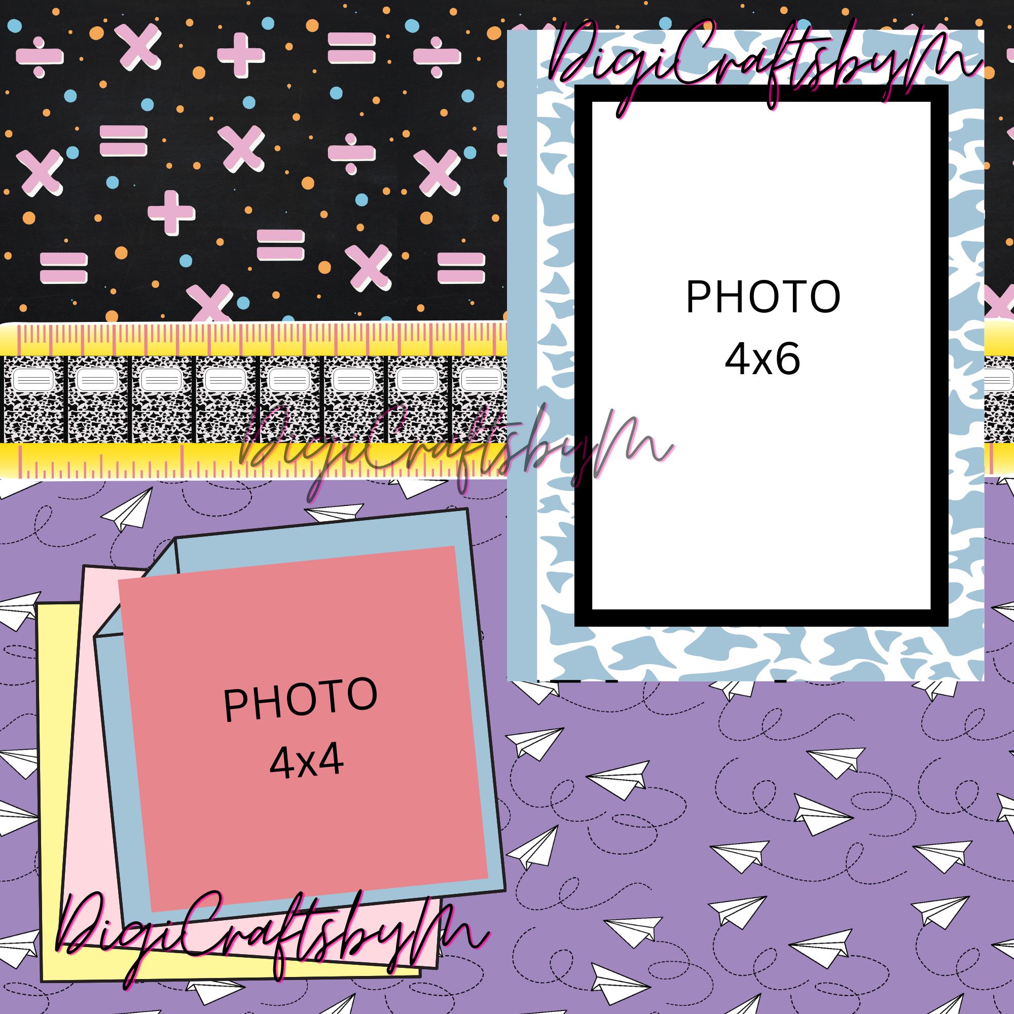 Back to School Digital Scrapbook Pages, First Day of School Digital ...