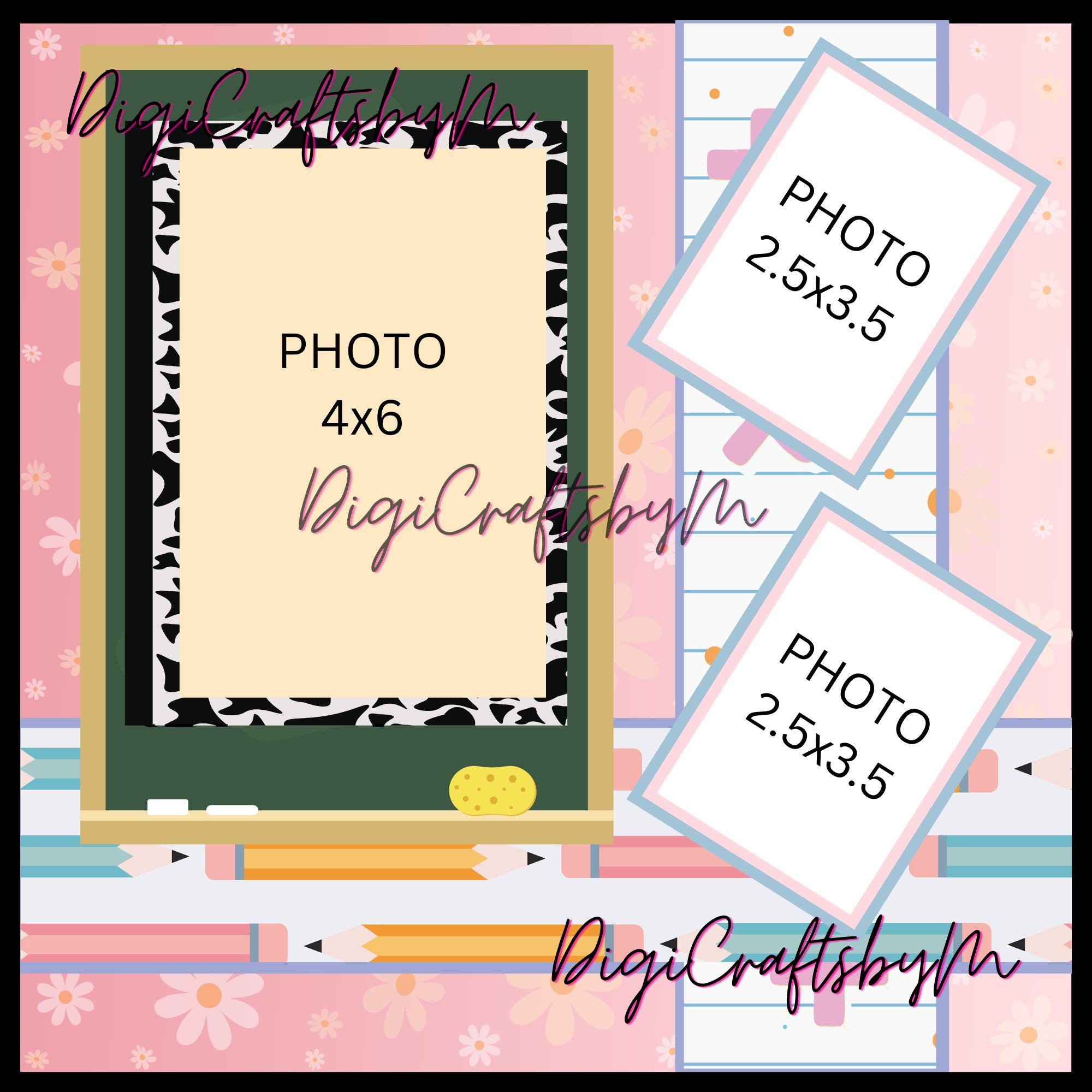 Back to School Digital Scrapbook Pages, First Day of School Digital ...