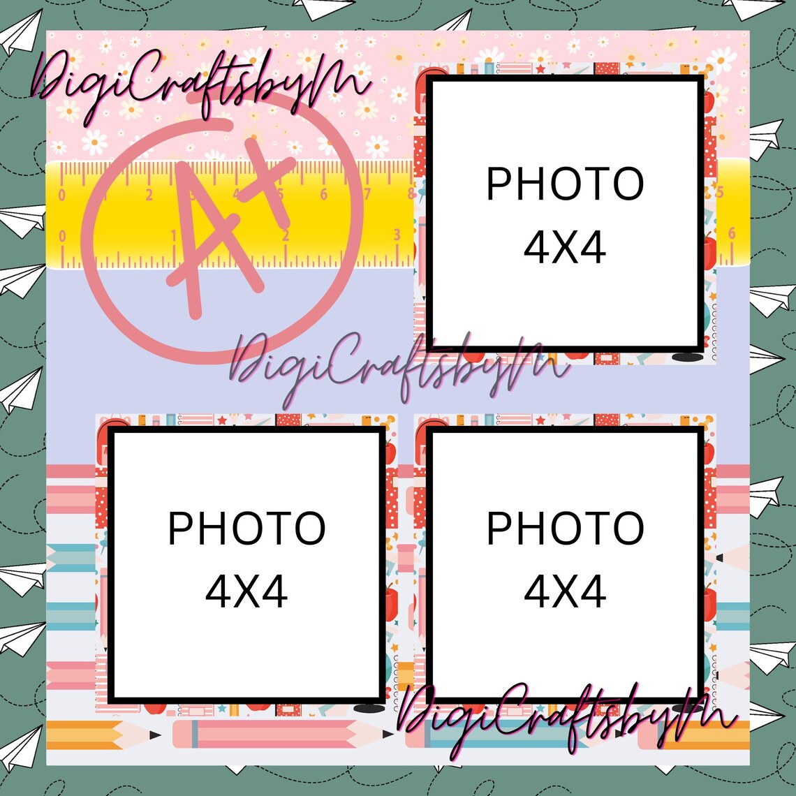 Back to School Digital Scrapbook Pages, First Day of School Digital ...