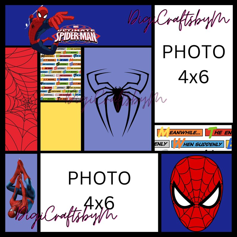 Spidey Man Spider Digital Scrapbook Pages ***DIGITAL ITEM*** - Etsy