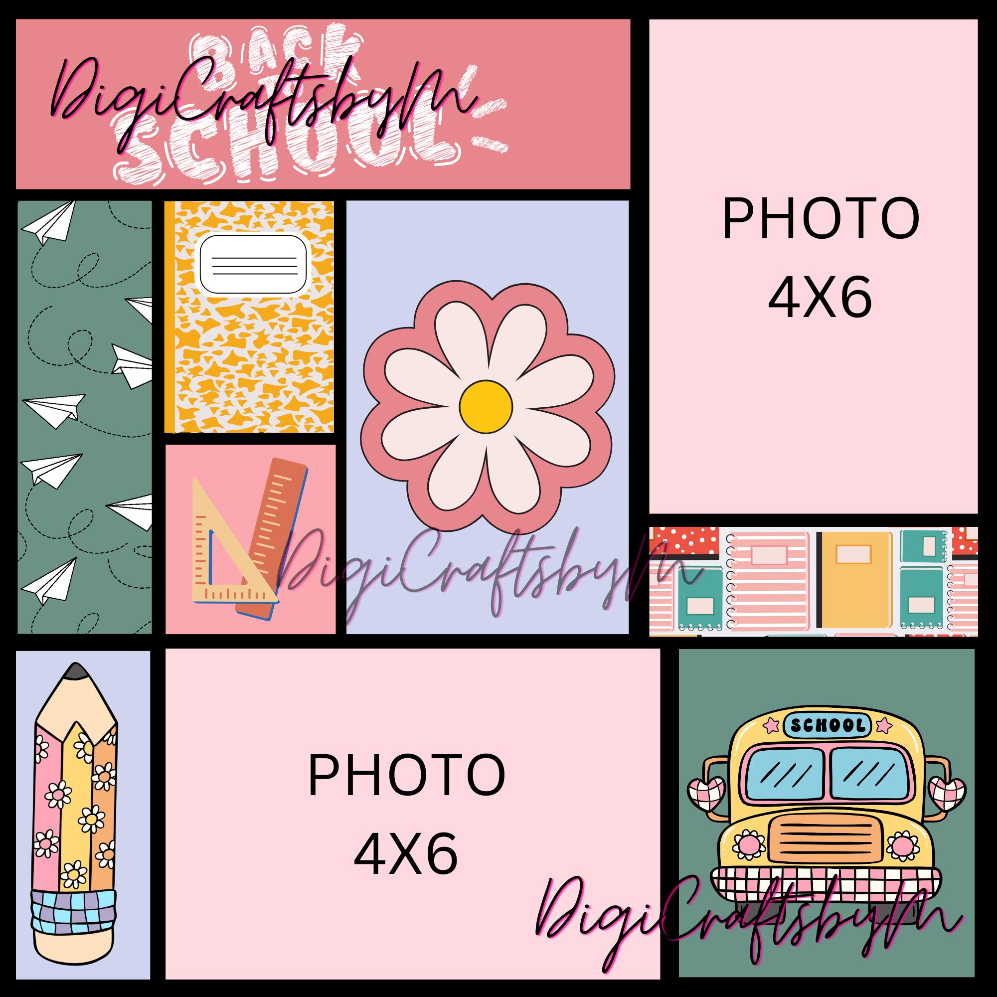 Back to School Digital Scrapbook Pages, First Day of School Digital ...