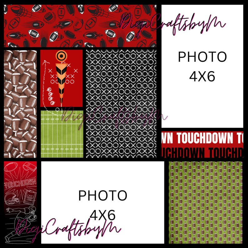 Black&red Football Digital Download Scrapbook Pages DIGITAL ITEM - Etsy