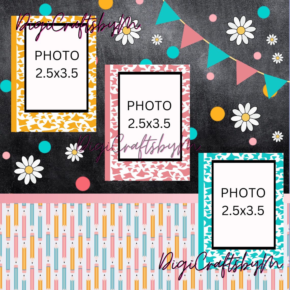 Back to School Digital Scrapbook Pages, First Day of School Digital ...