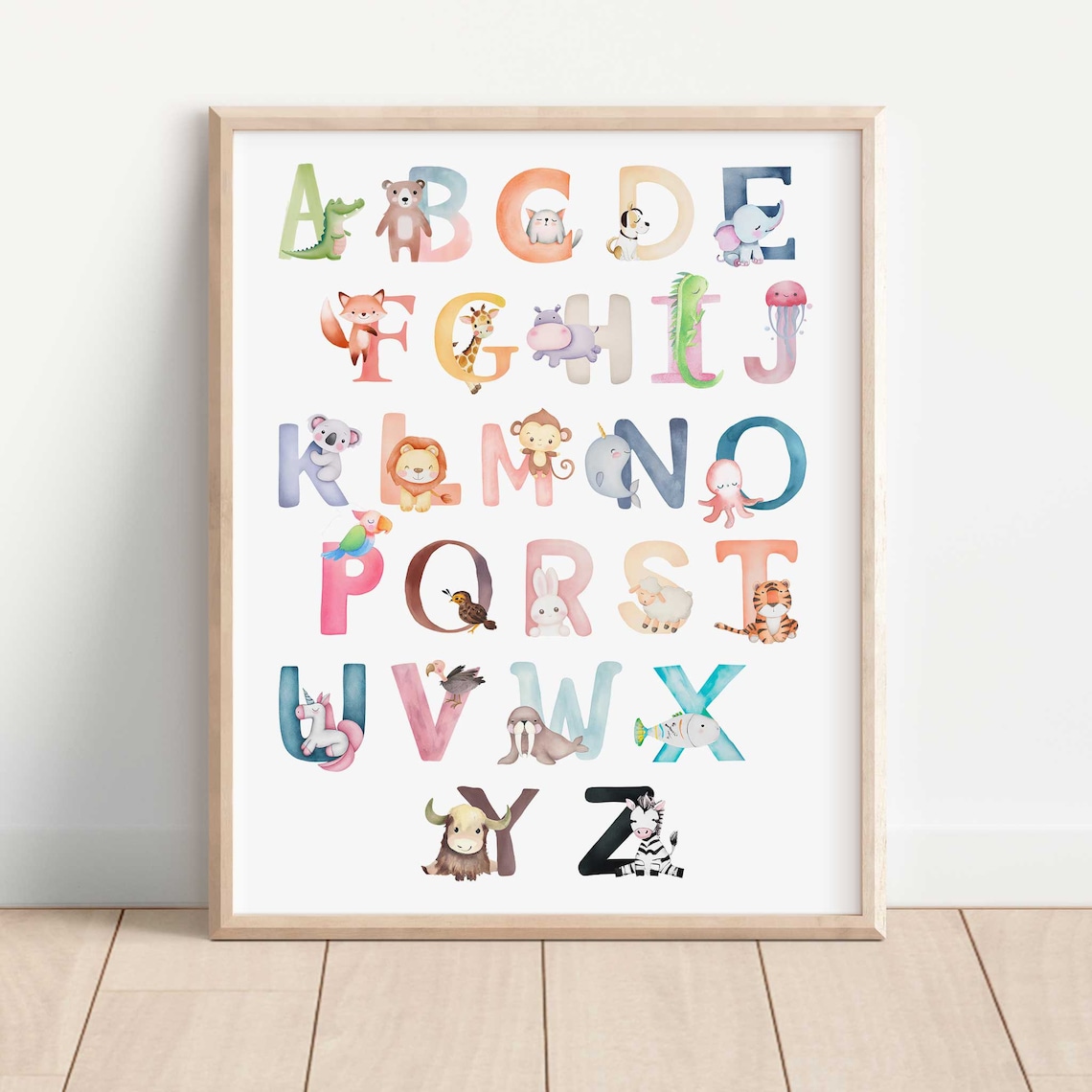 Animal Alphabet Poster, ABC Print, Safari Nursery Decor, Jungle Baby ...