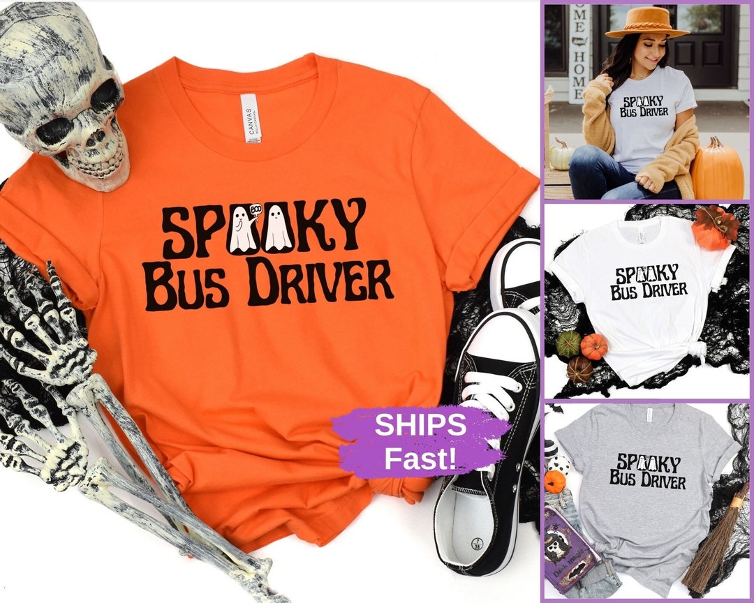 Bus Driver Halloween Shirt Spooky Bus Driver Tshirt Gift for School Bus ...