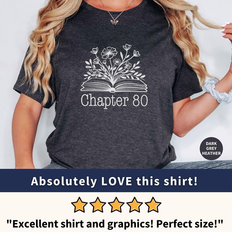 80th Birthday Shirt for Women, Chapter 80 Tee, Eightieth Birthday Gift ...