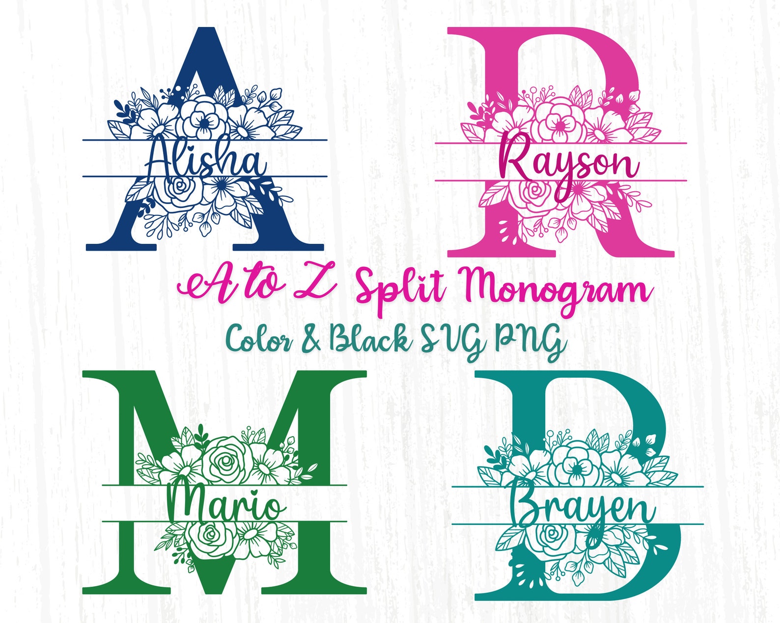 Split Monogram SVG/PNG Digital Download, Monogram Svg Bundle, Spilt ...