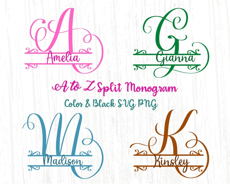 Split Monogram SVG PNG Digital Download, Split Letter Svg, Monogram Svg ...