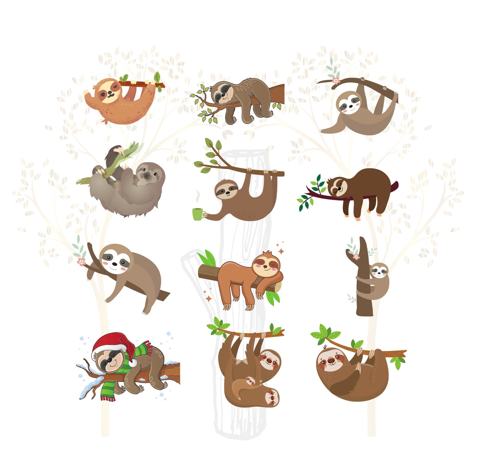 Sloth SVG, Cute Sloth SVG, Sloth Png, Hanging Sloth, Sloth Cut File ...