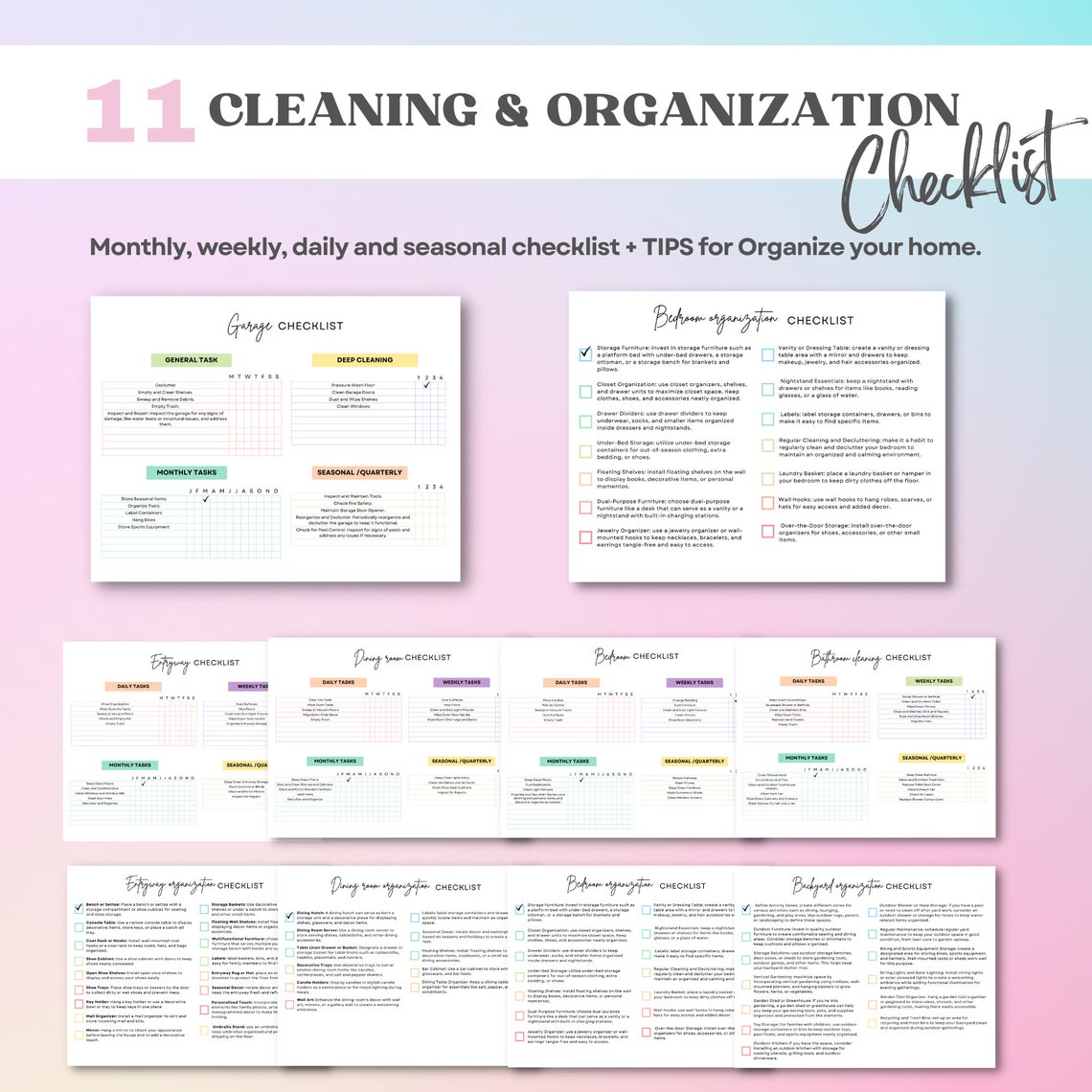 Cleaning Checklist Bundle Cleaning Checklist Family Chore - Etsy