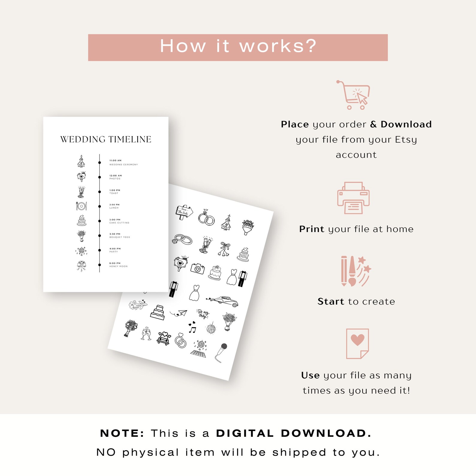 Editable Wedding Timeline Wedding Day Timeline Wedding Day Schedule ...
