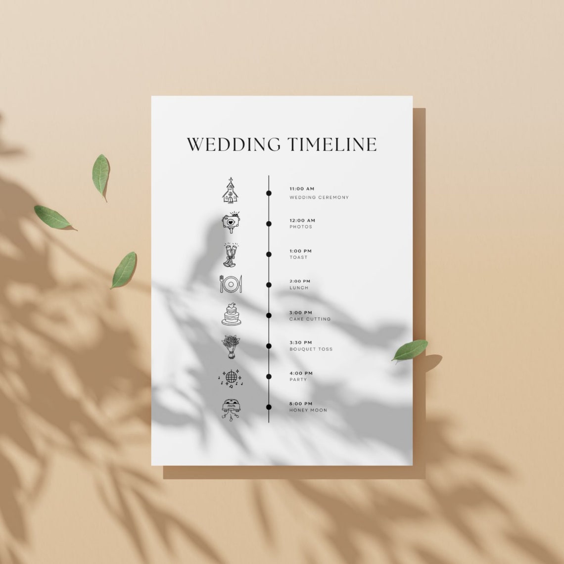 Editable Wedding Timeline Wedding Day Timeline Wedding Day Schedule ...