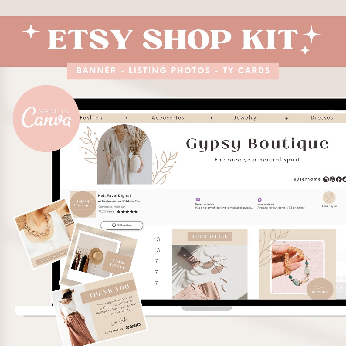 Etsy Shop Banner Kit - Minimalist Etsy Shop Kit - Etsy Banner Template ...