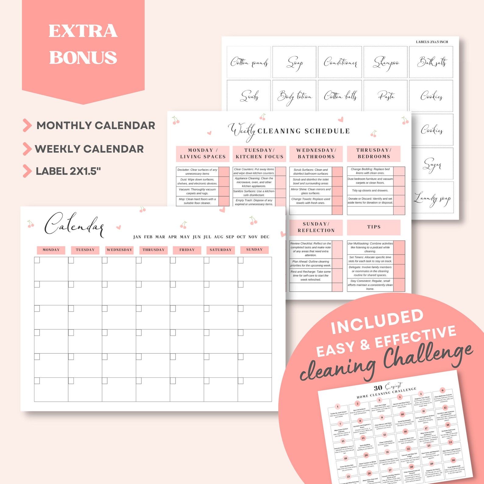 Coquette Cleaning Checklist, Adult Cleaning Checklist, Family Chore ...