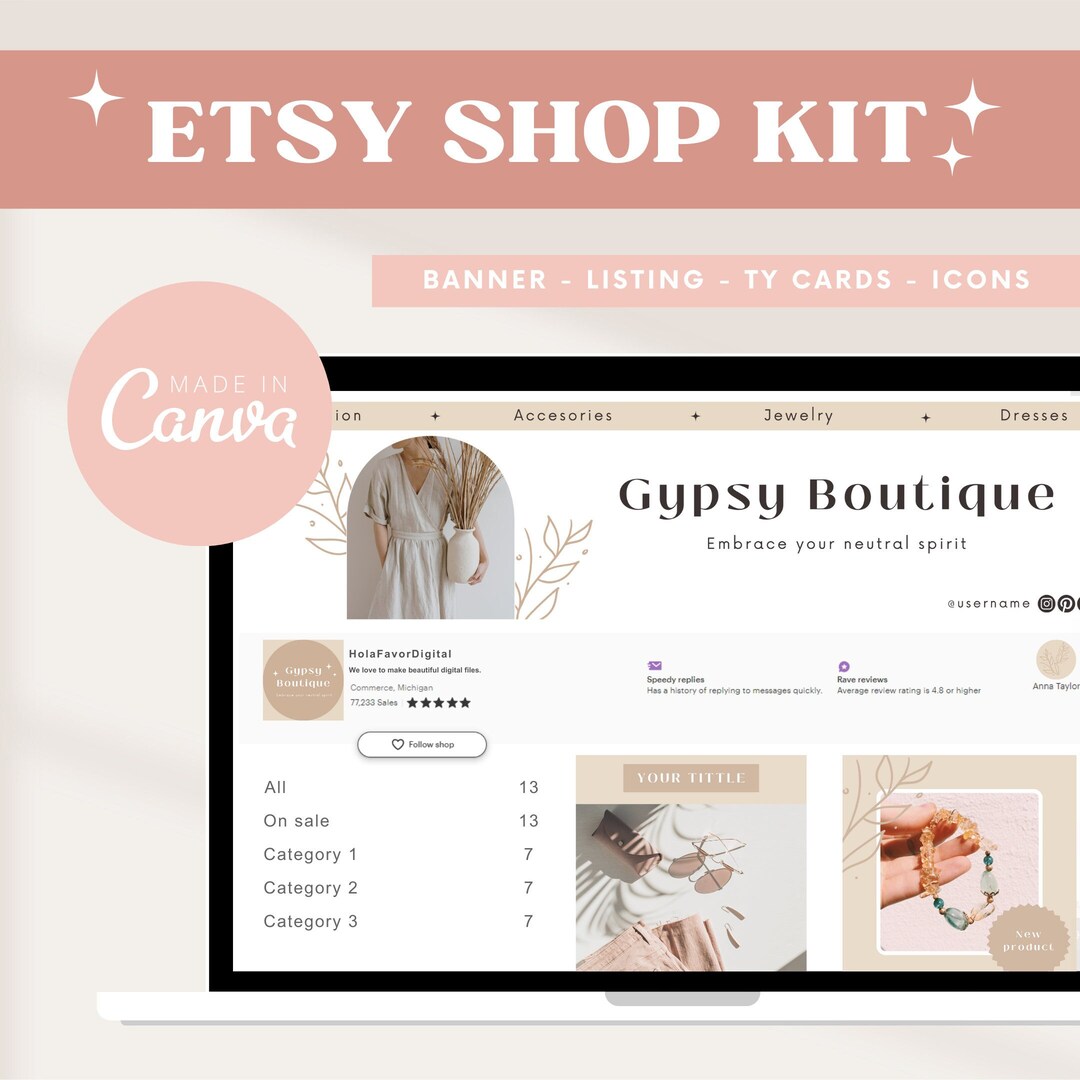 Etsy Shop Banner - Etsy Shop Kit - Minimalist Etsy Banner Template - Editable Etsy Shop Kit ...