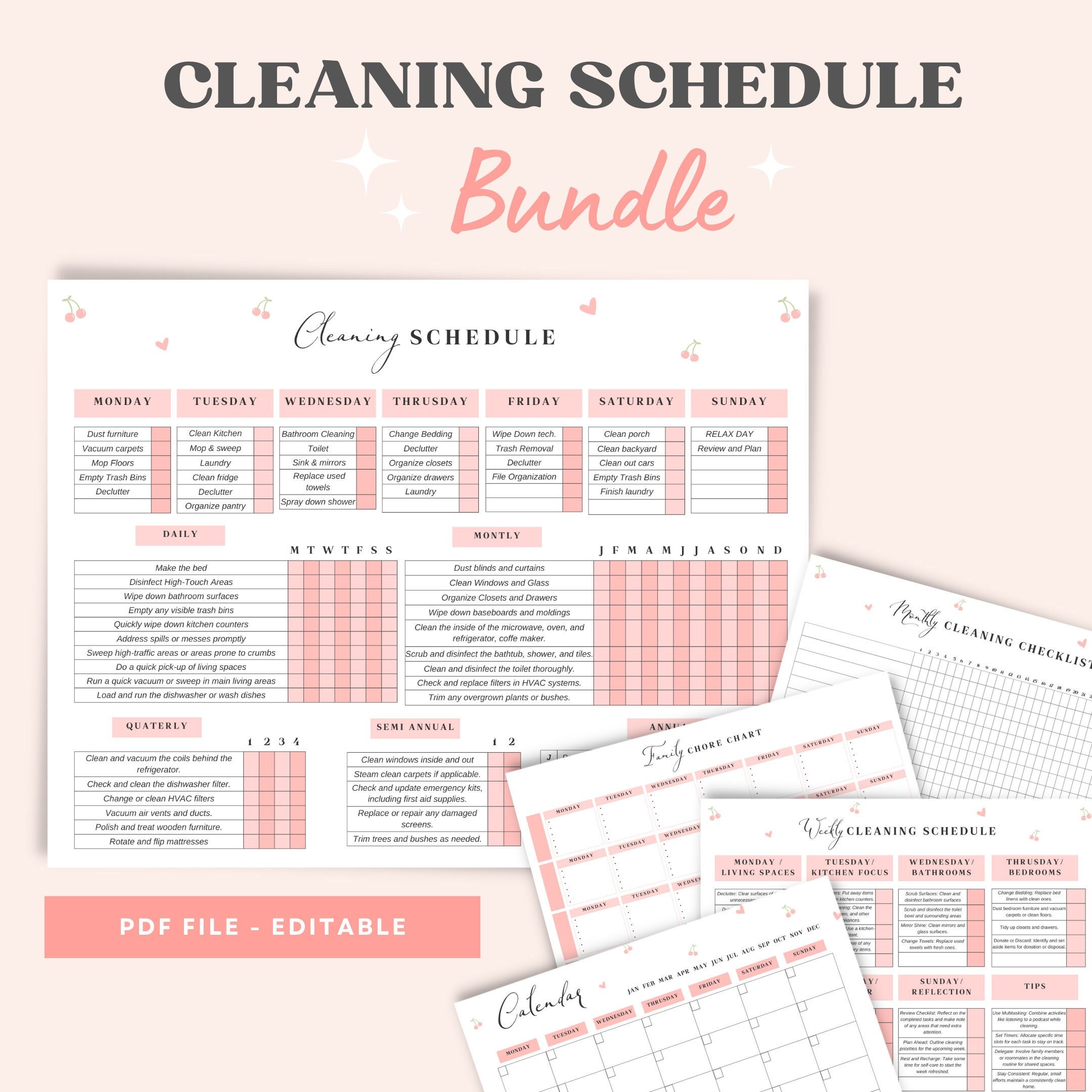 Cleaning Checklist, Adult Cleaning Checklist, Family Chore Chart ...