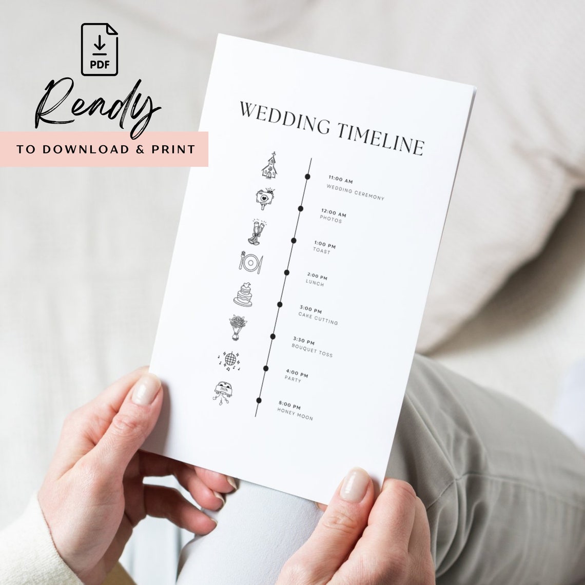 Editable Wedding Timeline Wedding Day Timeline Wedding Day Schedule ...