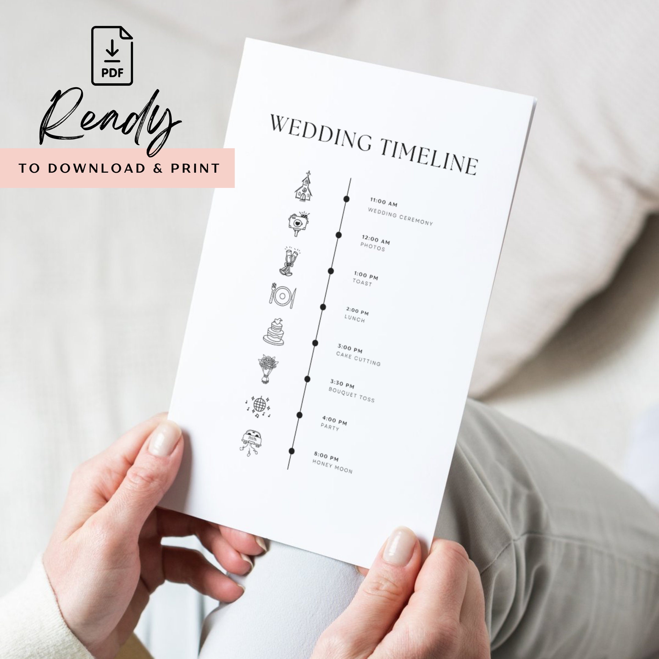 Editable Wedding Timeline Wedding Day Timeline Wedding Day Schedule ...