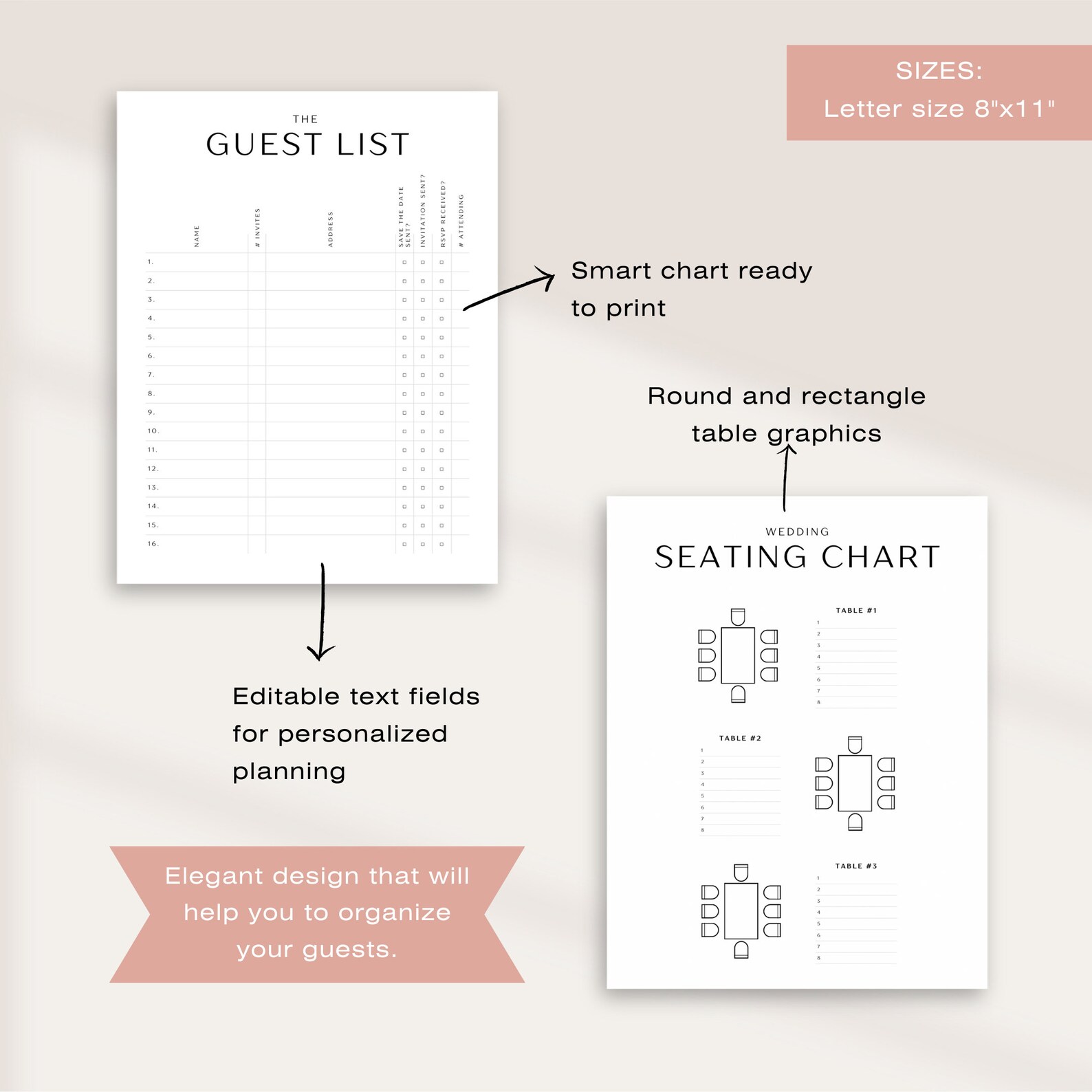 Guest List Planner Customizable Guest List Chart for Events Guest List ...