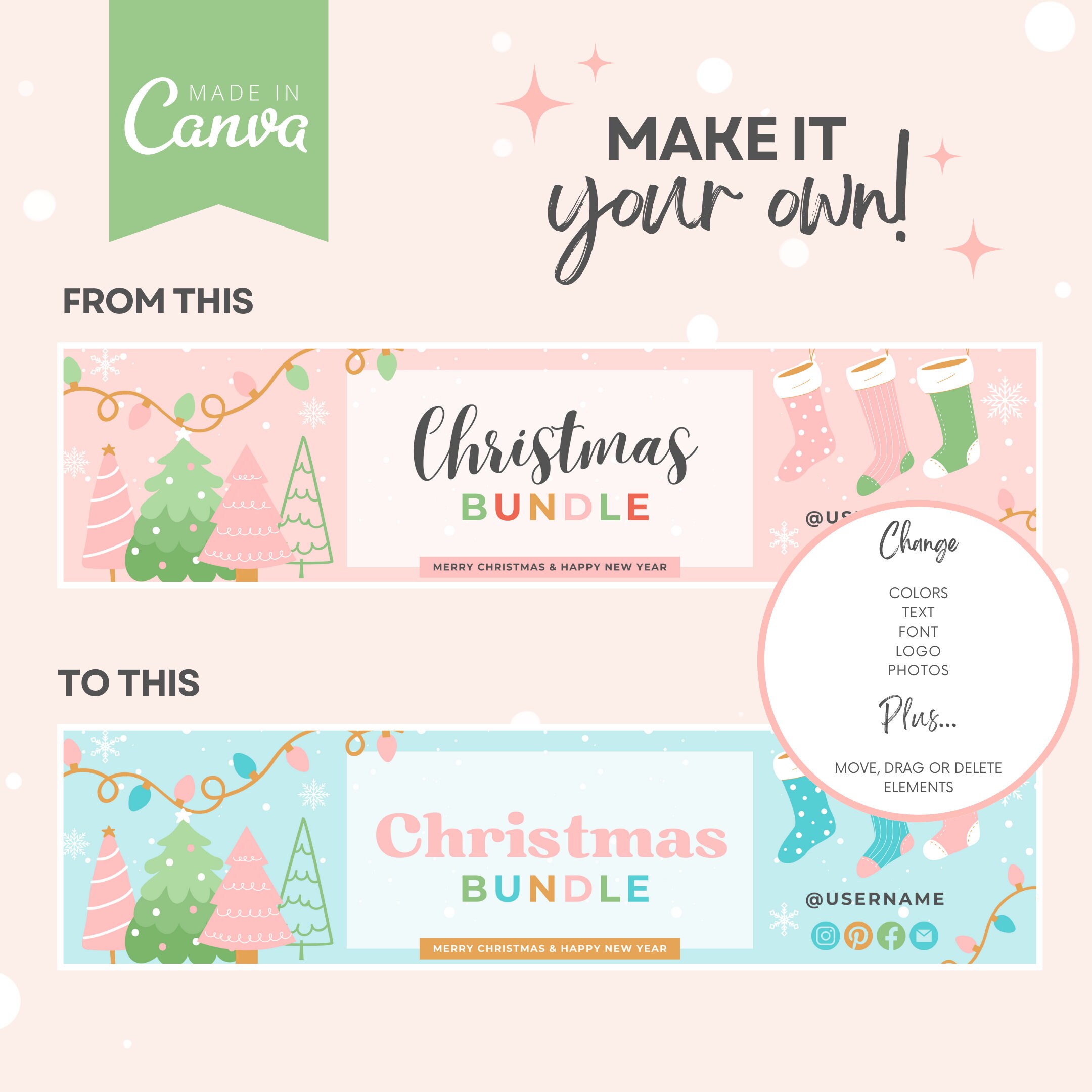 Christmas Etsy Shop Banner Bundle - Christmas Etsy Shop Kit - Holiday ...