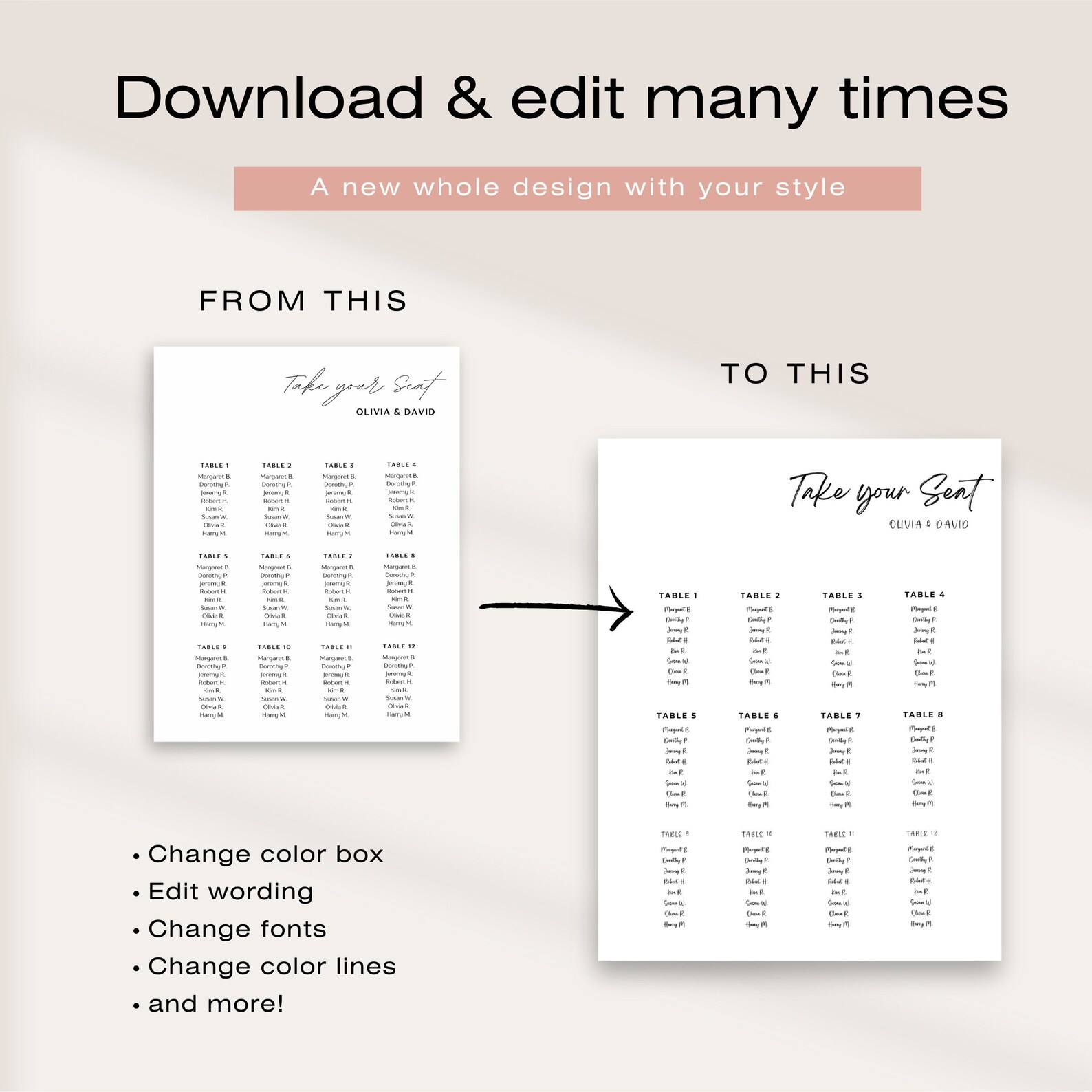Guest List Planner Customizable Guest List Chart for Events Guest List ...