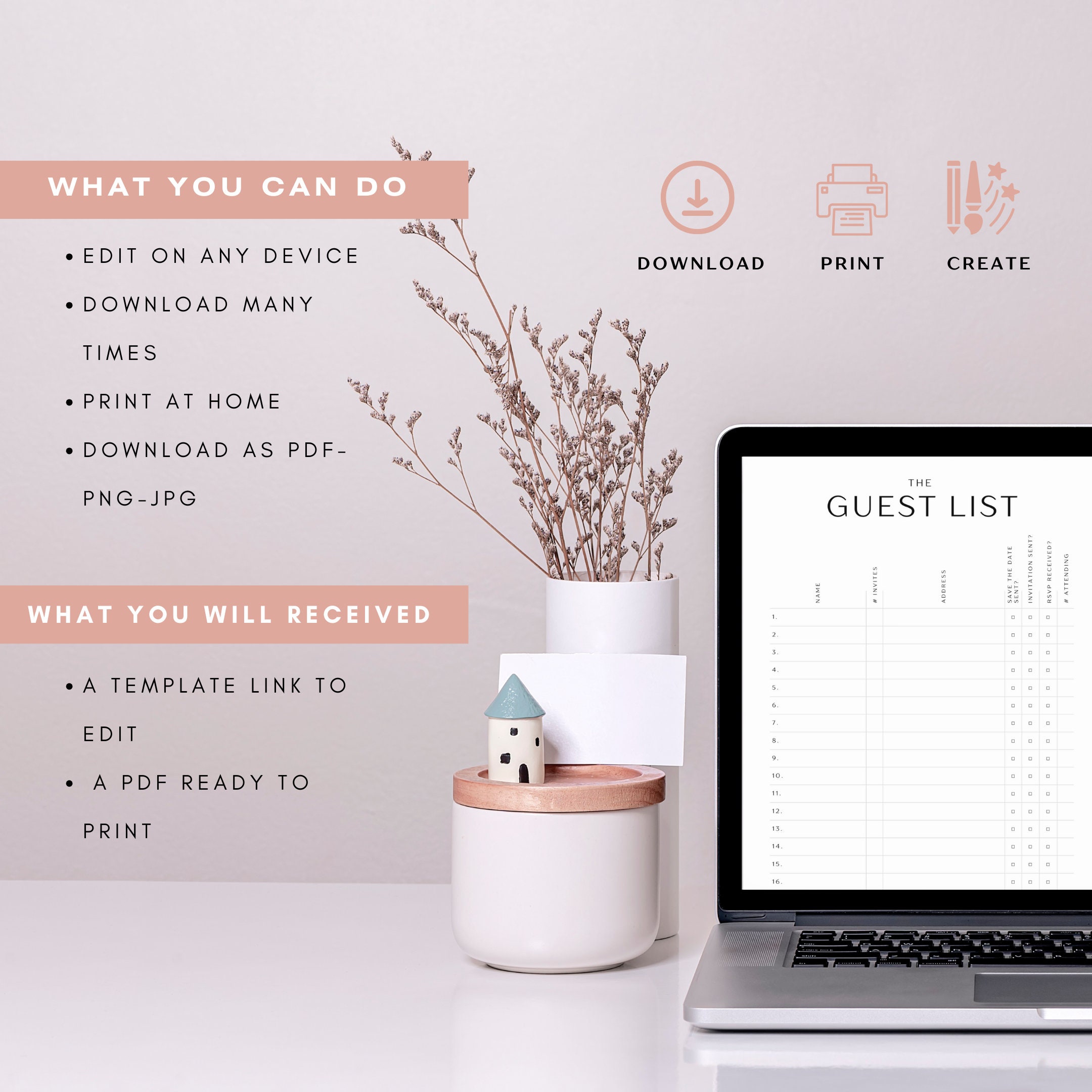 Guest List Planner Customizable Guest List Chart for Events Guest List ...