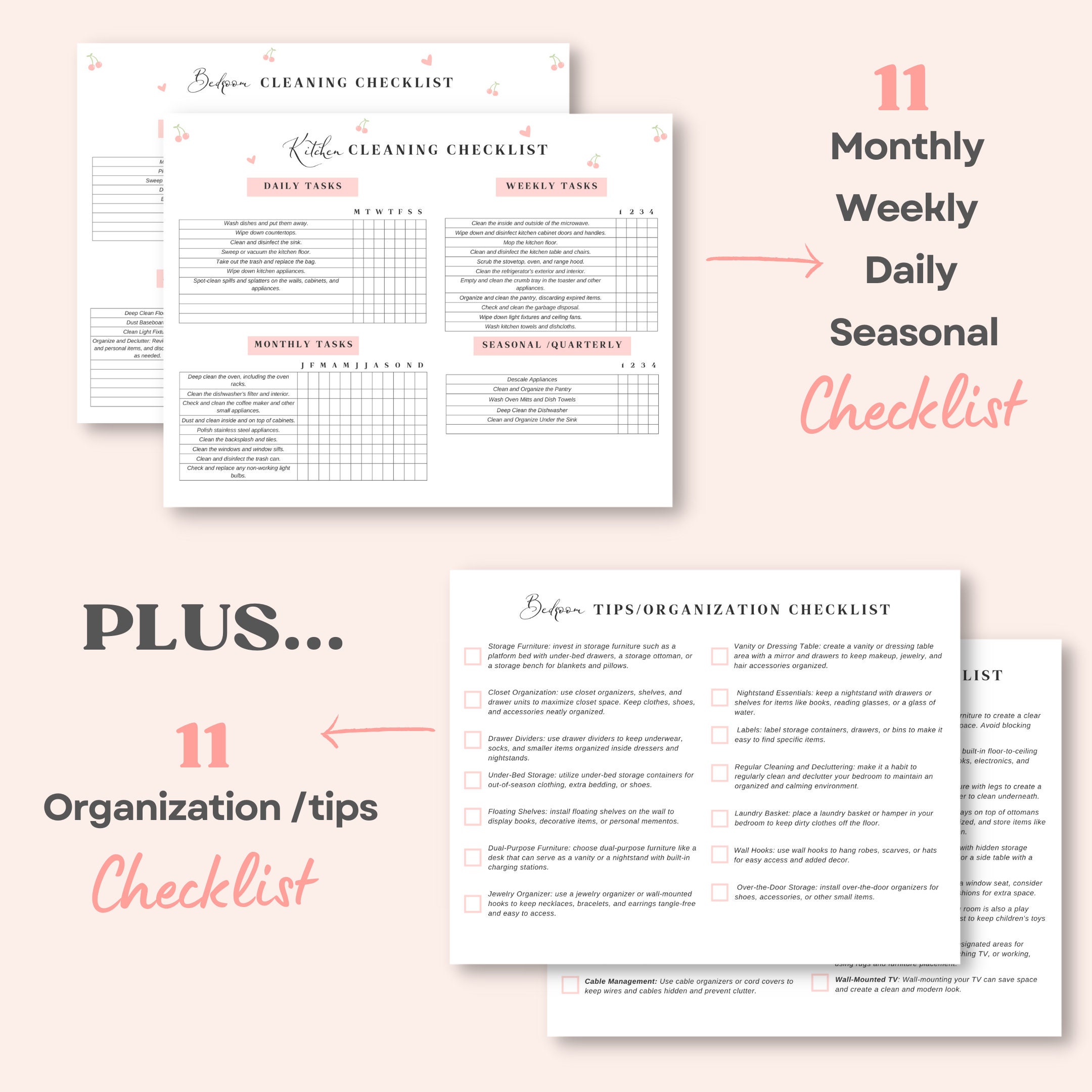 Coquette Cleaning Checklist, Adult Cleaning Checklist, Family Chore ...