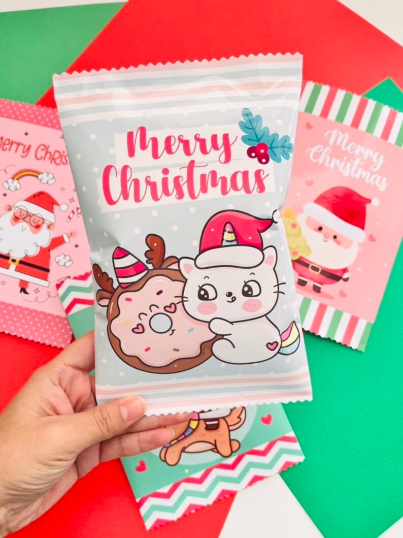 Editable Christmas Chip Bag Wrappers Christmas Party Favor for Kids ...