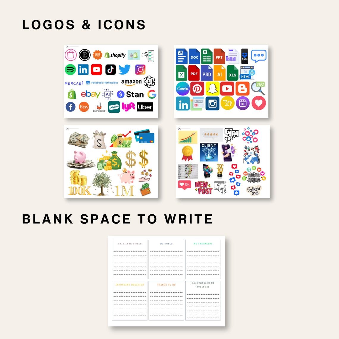 Entrepreneur Vision Board Kit Business Vision Board Template Business ...