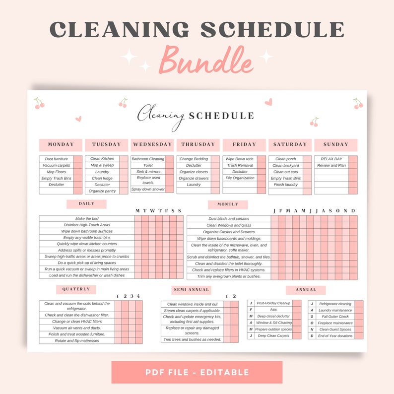 Coquette Cleaning Checklist, Adult Cleaning Checklist, Family Chore ...