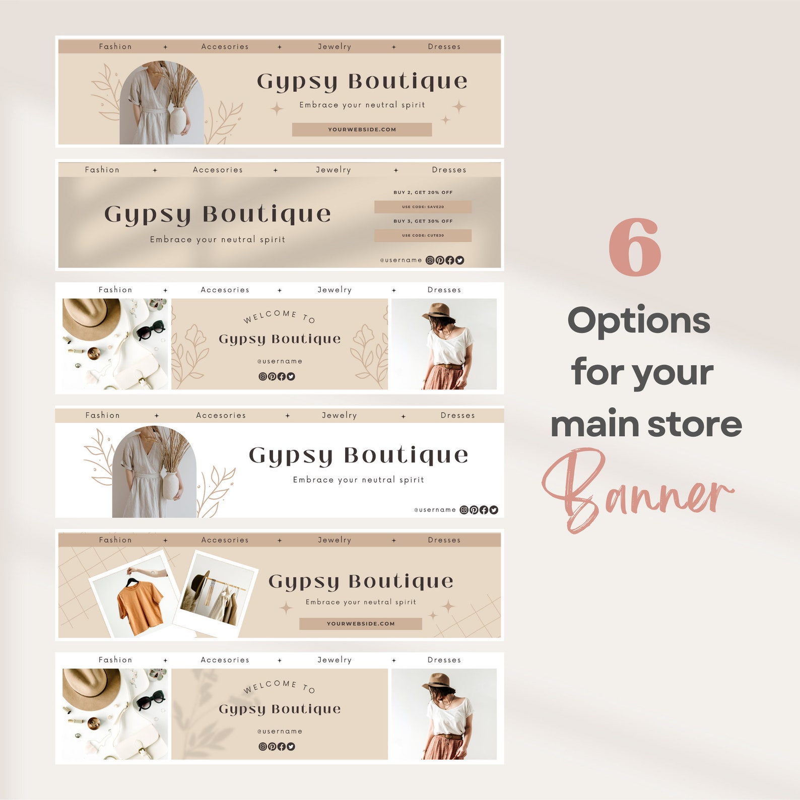 Etsy Shop Kit - Boho Etsy Shop Kit - Minimalist Etsy Shop Banner ...